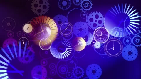 flying clock on blue background | Stock Video | Pond5