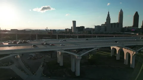 flying clockwise view of Innerbelt Bridg... | Stock Video | Pond5