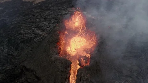 Flying Close to lava eruption volcano, M... | Stock Video | Pond5