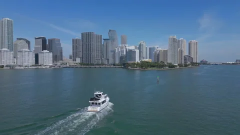 flying counter clockwise around boats re... | Stock Video | Pond5