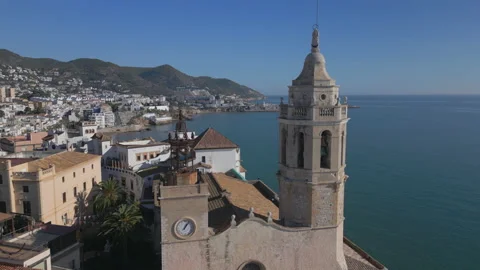 flying counter clockwise around castle t... | Stock Video | Pond5