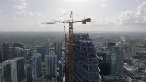 flying counter clockwise around construc... | Stock Video | Pond5