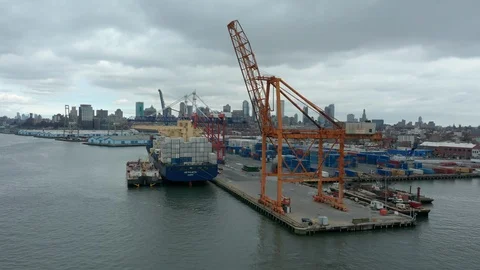 flying counter clockwise around containe... | Stock Video | Pond5