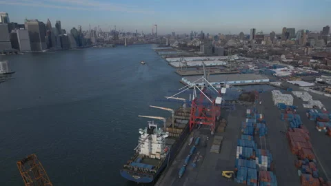 flying counter clockwise around containe... | Stock Video | Pond5