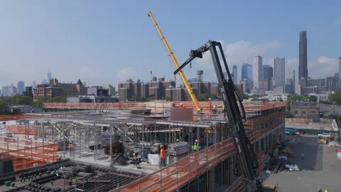 flying counter clockwise around crane in... | Stock Video | Pond5