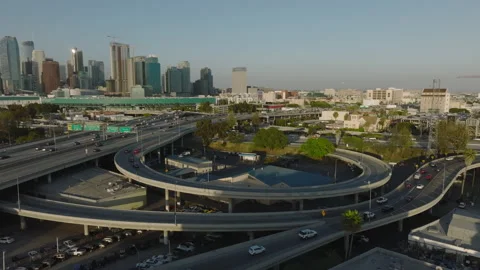 flying counter clockwise around freeway ... | Stock Video | Pond5