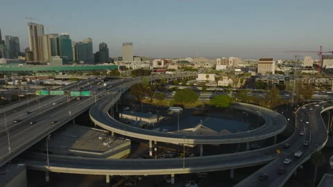 flying counter clockwise around freeway ... | Stock Video | Pond5