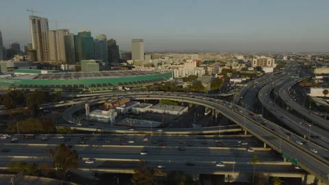 flying counter clockwise around freeways... | Stock Video | Pond5