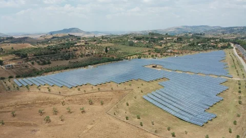 flying counter clockwise around solar pa... | Stock Video | Pond5