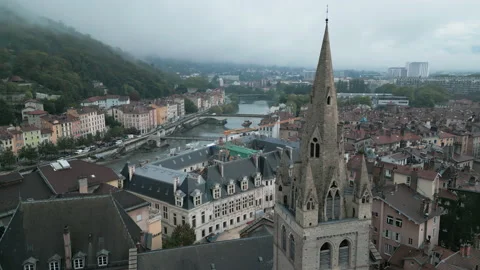 flying counter clockwise around spire of... | Stock Video | Pond5