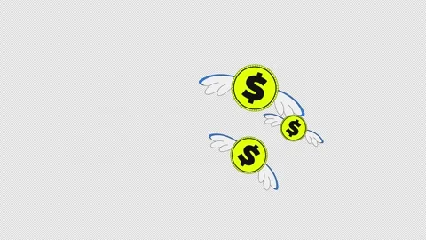 Flying dollar coins with wings 2D cartoo... | Stock Video | Pond5