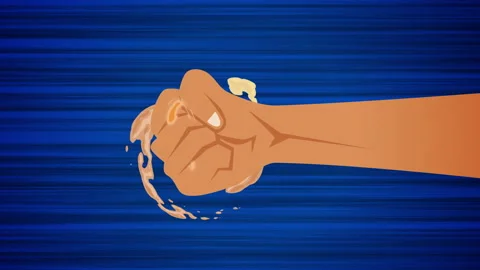 Flying fist on blue background. Looped a... | Stock Video | Pond5
