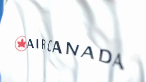 Flying flag with Air Canada logo, close-... | Stock Video | Pond5