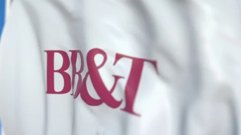 Flying flag with BB&T logo, close-up. Ed... | Stock Video | Pond5