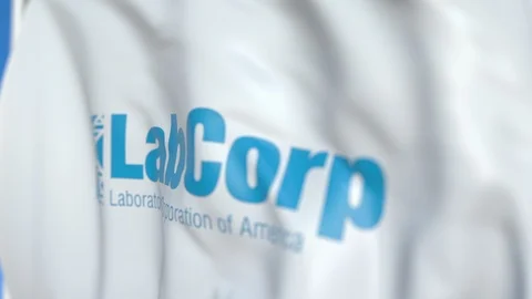 Flying flag with LabCorp logo, close-up.... | Stock Video | Pond5