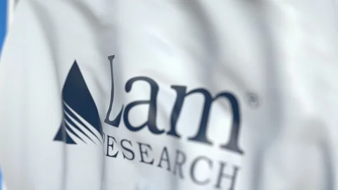 Flying flag with Lam Research logo, clos... | Stock Video | Pond5