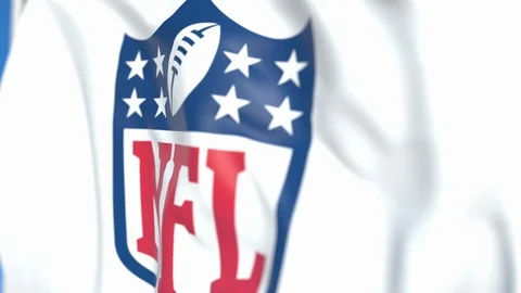 Flying flag with NFL logo, close-up. Edi... | Stock Video | Pond5