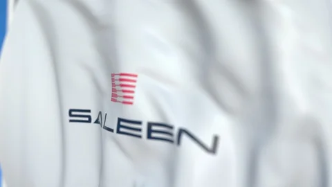 Flying flag with Saleen Automotive logo,... | Stock Video | Pond5
