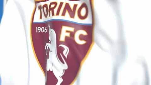 Flying flag with Torino FC football club... | Stock Video | Pond5