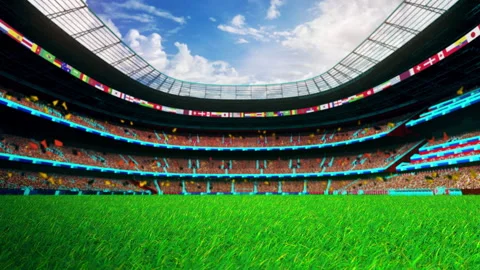 Flying On Grass In Stadium 4K | Stock Video | Pond5