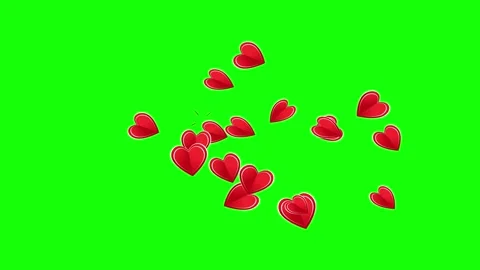 Flying hearts animation on green screen.... | Stock Video | Pond5