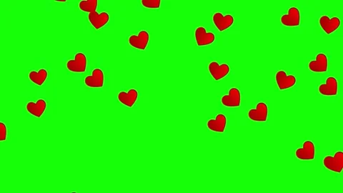 Flying hearts animation on green screen.... | Stock Video | Pond5
