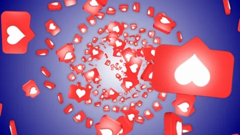 Flying Hearts Social Media Reaction, Ani... | Stock Video | Pond5