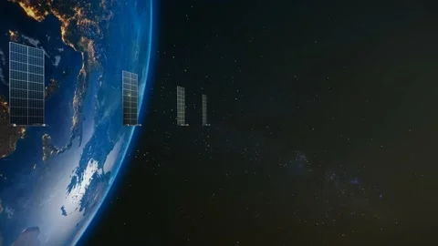 Flying Of Internet Starlink Satellites I... | Stock Video | Pond5