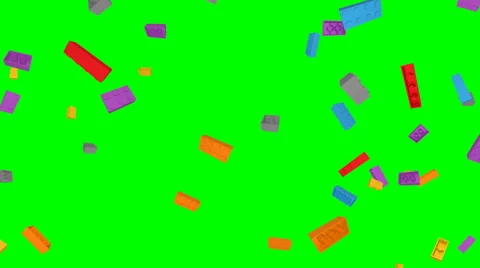 Flying Lego blocks - loop, green screen | Stock Video | Pond5
