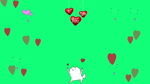 Flying Love heart shape on green screen | Stock Video | Pond5