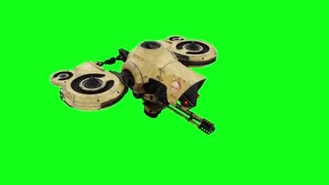 Flying military, war droid, bot with gun... | Stock Video | Pond5