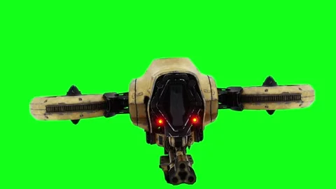 Flying military, war droid, bot with gun... | Stock Video | Pond5