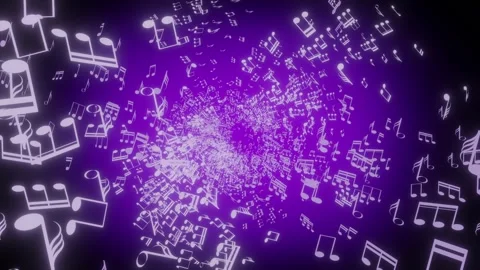 Flying music notes, violet background | Stock Video | Pond5