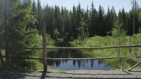 Flying over a broken railing on a bridge... | Stock Video | Pond5
