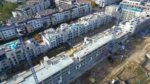 Flying over construction site. Top view ... | Stock Video | Pond5