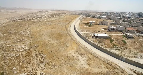 Flying over Israel Palestine security wa... | Stock Video | Pond5