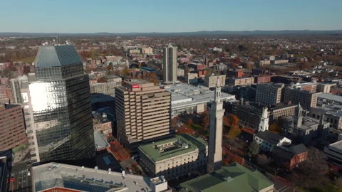 Flying over Springfield's tallest buildi... | Stock Video | Pond5