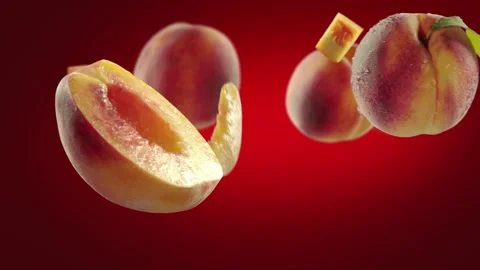 Flying Peach and Peaches slices in Deep ... | Stock Video | Pond5