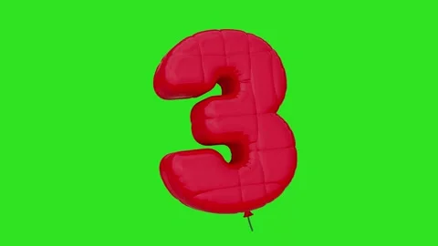 Flying red balloon number three. Isolate... | Stock Video | Pond5