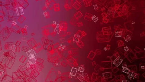 flying red rectangular 3d shape. compute... | Stock Video | Pond5