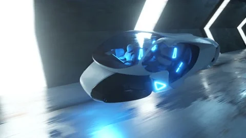 Flying a robot behind the wheel of a fut... | Stock Video | Pond5