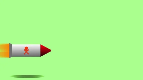 flying rocket 2d animation in green scre... | Stock Video | Pond5