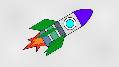 Flying rocket cartoon. Icon animation. A... | Stock Video | Pond5
