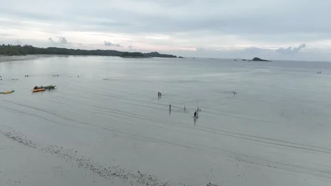 Flying at sea over Banana Boat at sea | Stock Video | Pond5