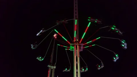 Flying Swing Carousel Amusement park rid... | Stock Video | Pond5