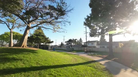 Flying through a city park at high speed... | Stock Video | Pond5