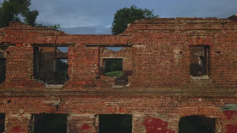 Flying through the window openings of an... | Stock Video | Pond5