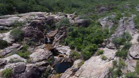 Flyover of beautiful Posas de Santiago w... | Stock Video | Pond5