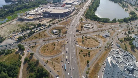 Flyover the complex road junction. Ultra... | Stock Video | Pond5