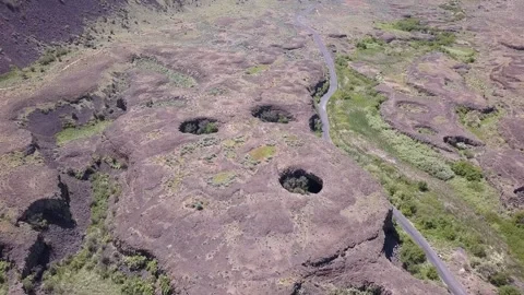 Flyover: Huge potholes in WA Scablands f... | Stock Video | Pond5